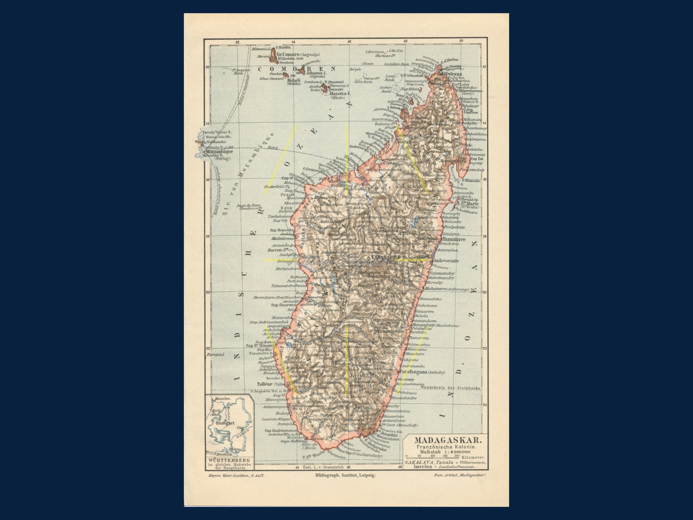 Antique Madagascar Map. Comoros Map. Africa Map. Africa Gift. Indian ...