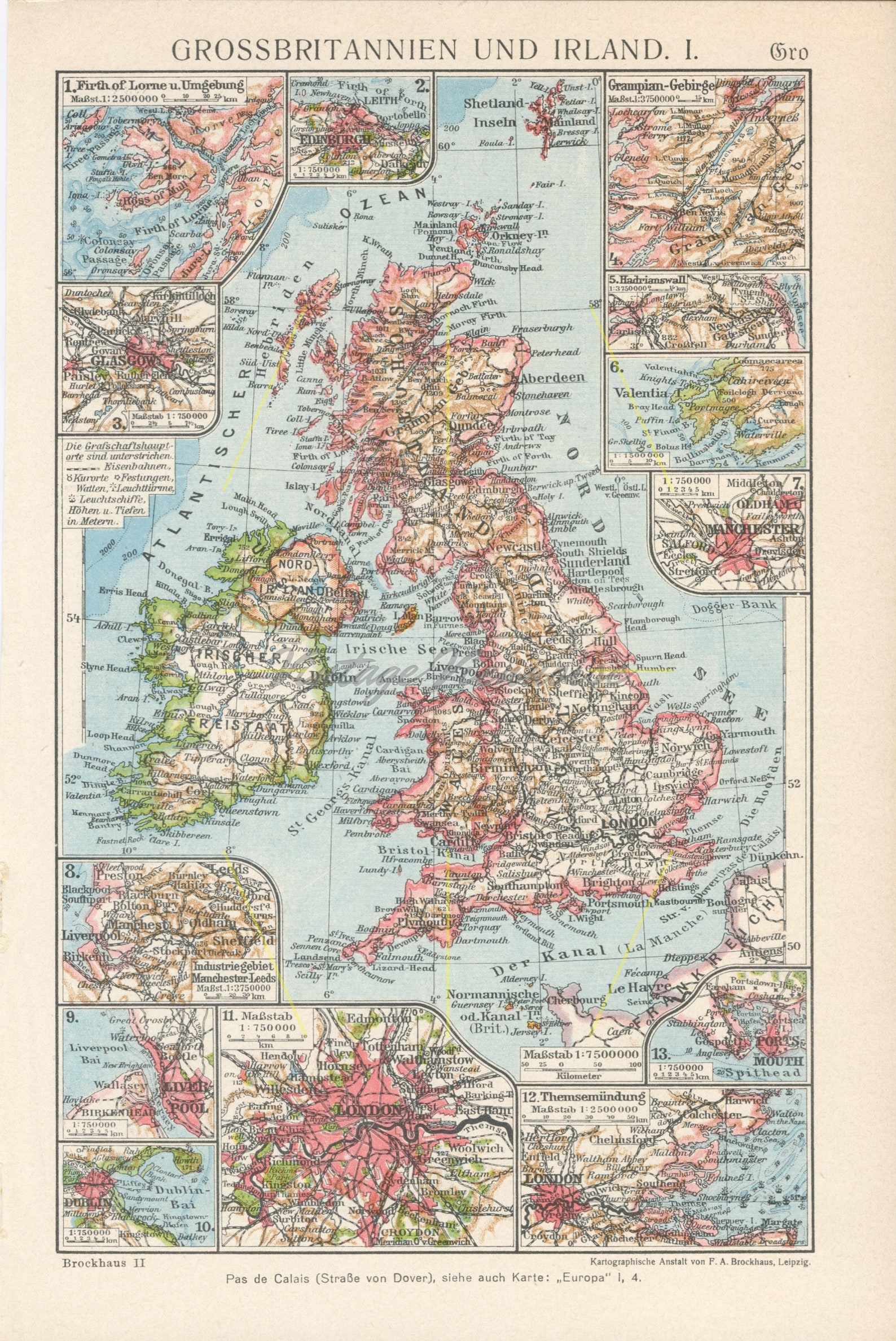 Vintage British Isles Map. Great Britain Map Print. United - Etsy