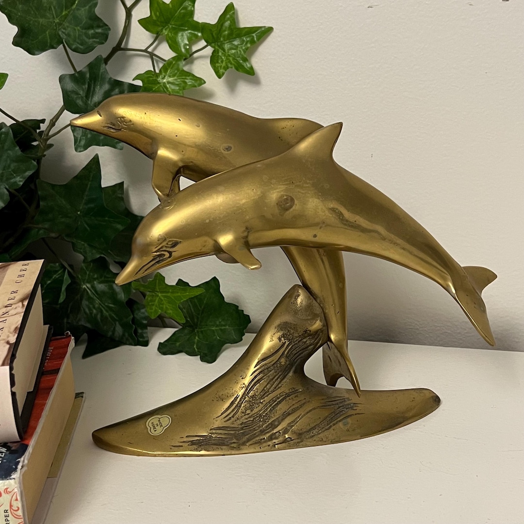 Vintage Solid Brass Dolphins Figurine - Etsy