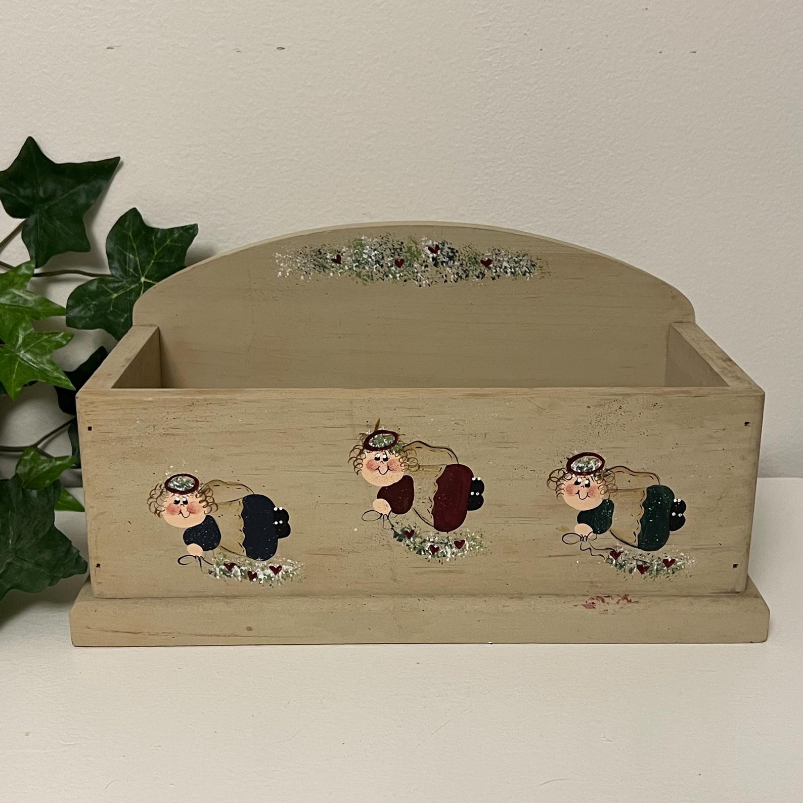 Vintage Hand Painted Wooden Storage Box or Organizer - Etsy