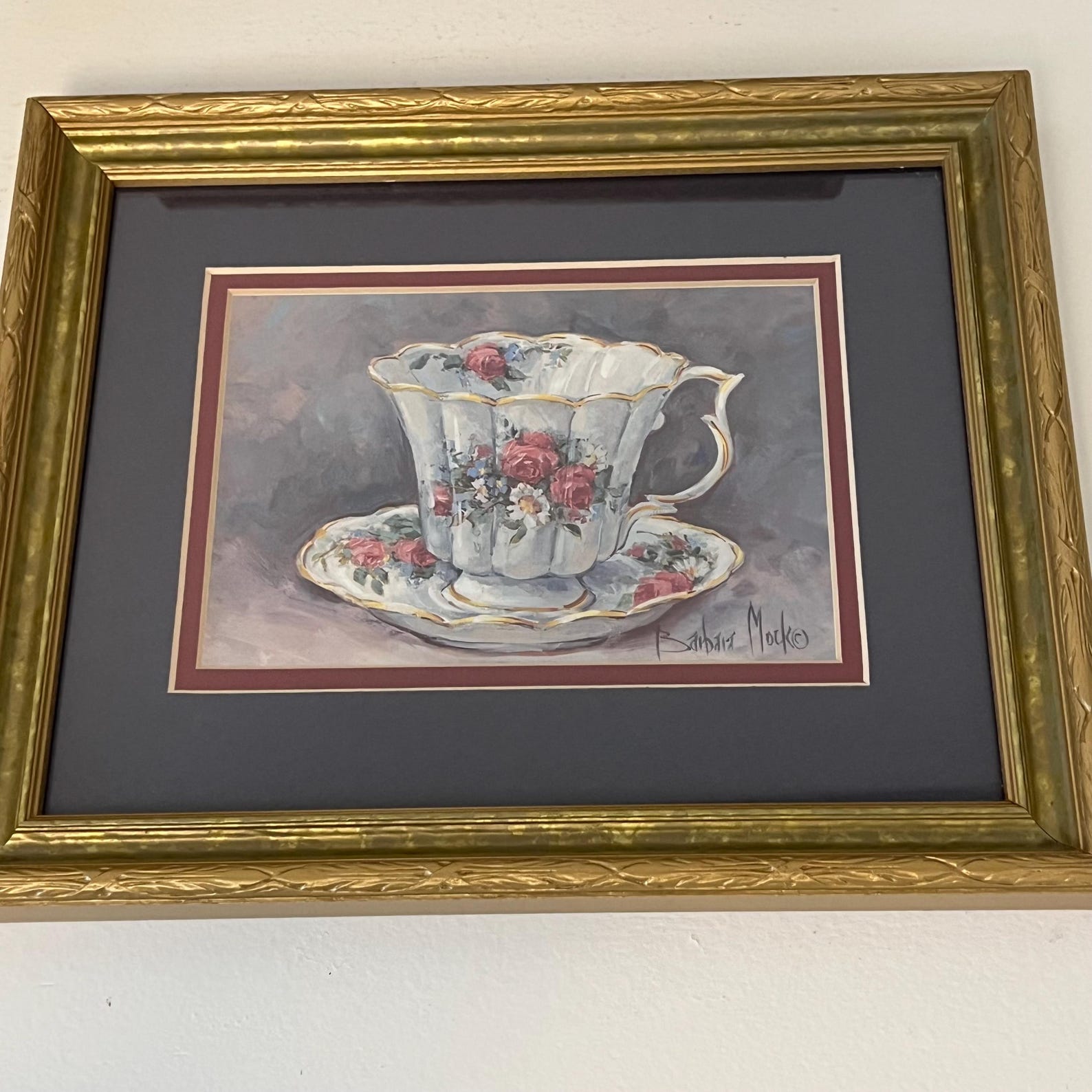 Vintage Barbara Mock Teacup Art Prints - Gold Frame Set of 2 - Etsy