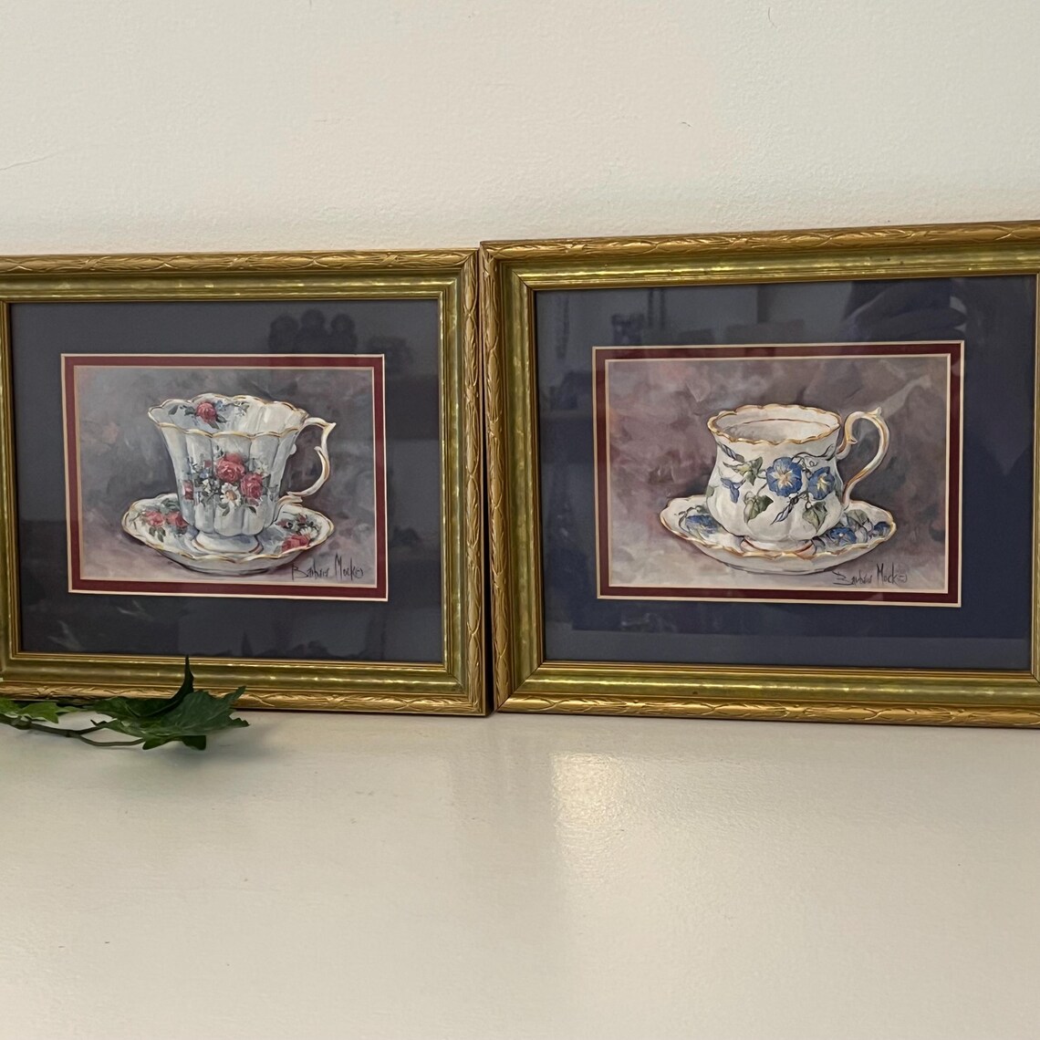 Vintage Barbara Mock Teacup Art Prints - Gold Frame Set of 2 - Etsy
