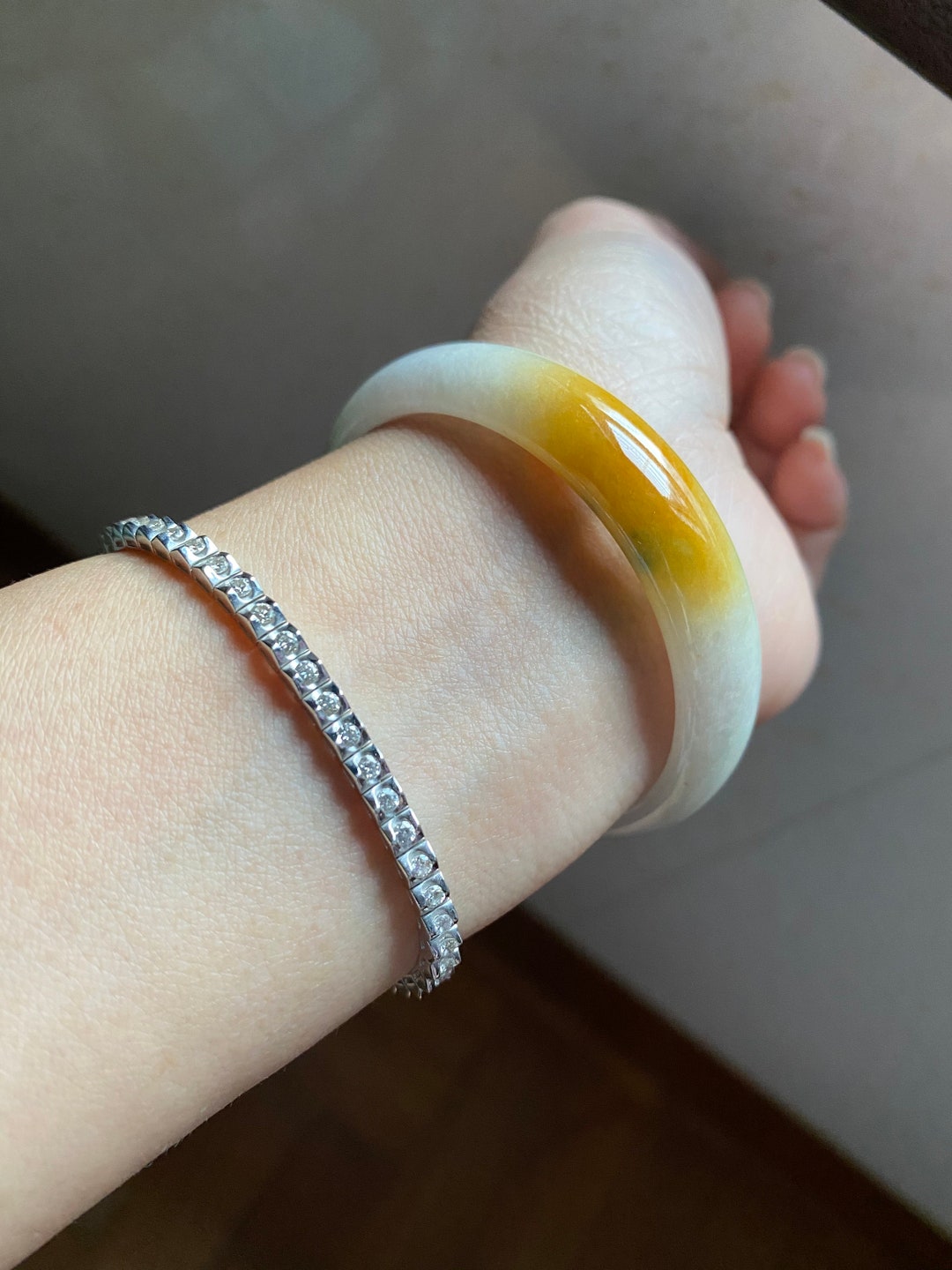 100% Grade A Yellow Jadeite Jade Bangle 49.6 Mm - Etsy