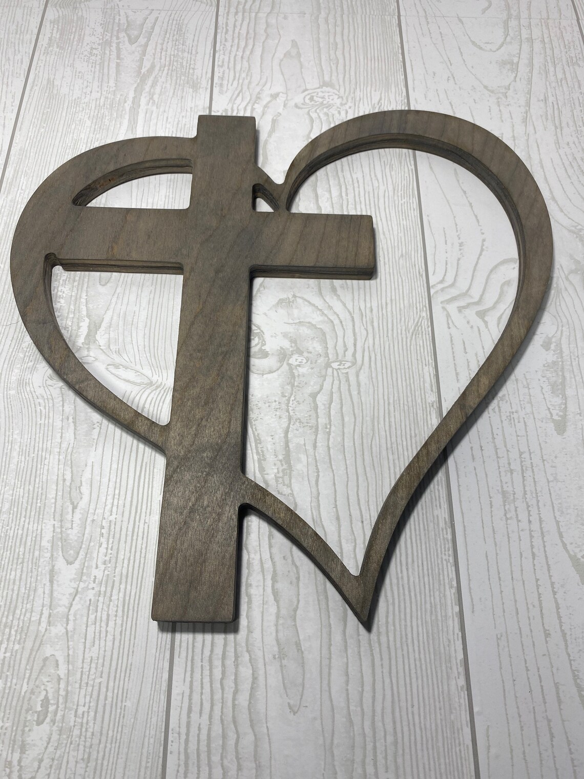 Wooden Heart with Cross Cut Out Available many sizes | Etsy