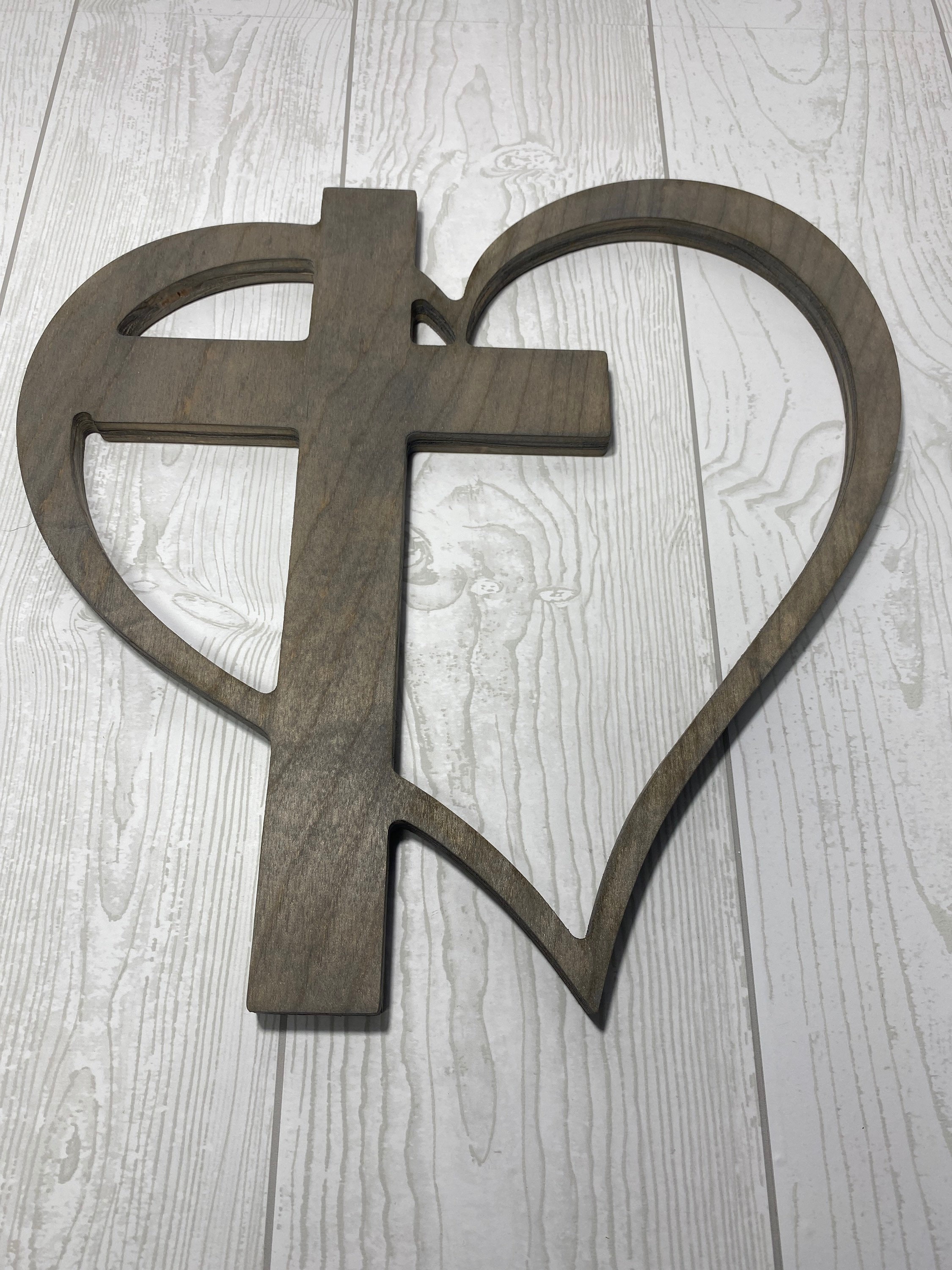 Wooden Heart with Cross Cut Out - Available many sizes - | Home Decor ...