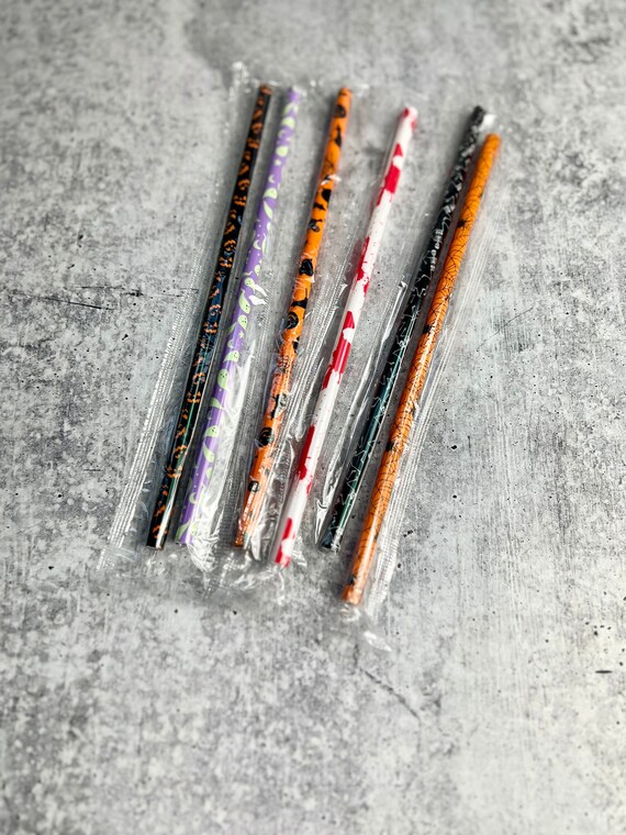 6 Plastic Reusable Halloween Drinking Straws Party - Etsy