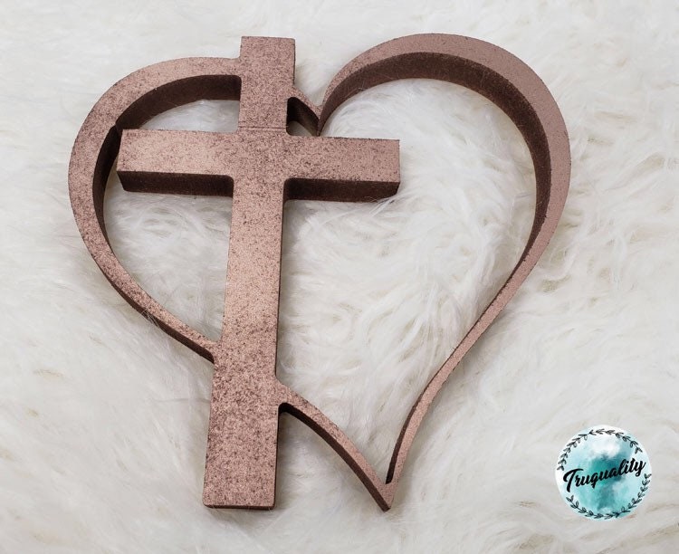 Wooden Heart with Cross Cut Out - Available many sizes - | Home Decor ...