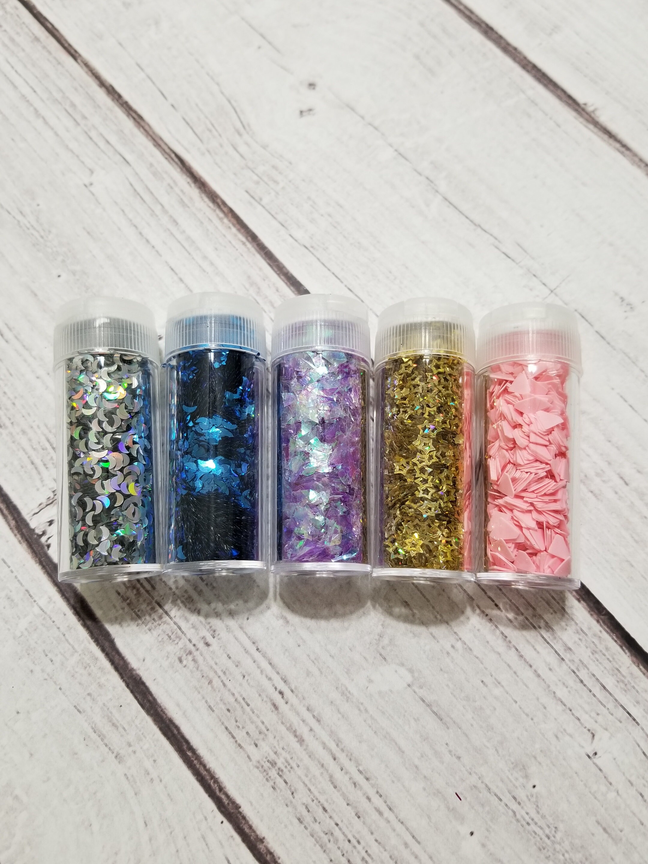Glitter Shape Samples - star, moon, shreds