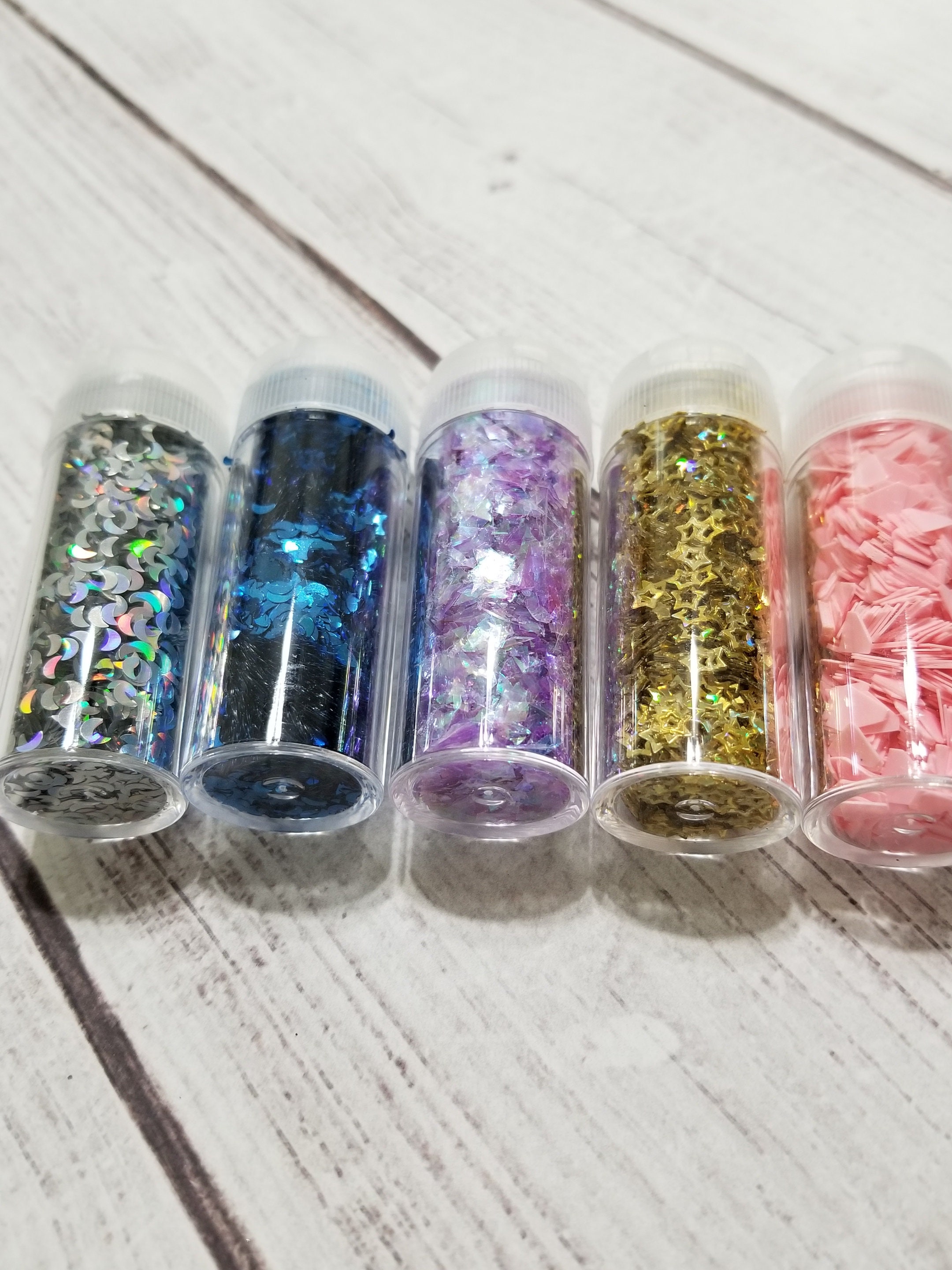 Glitter Shape Samples - star, moon, shreds