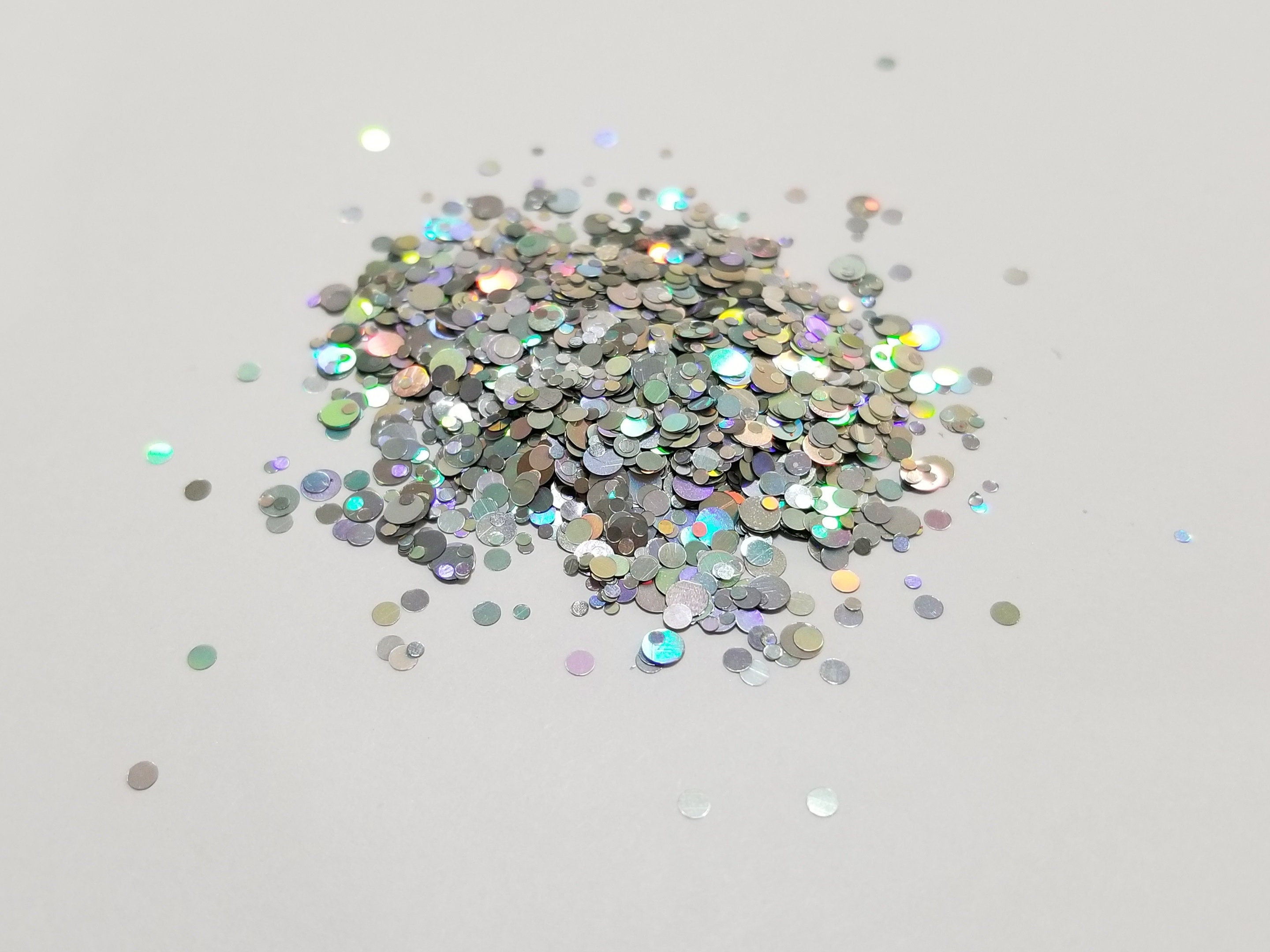 Holographic Silver Dots Custom Glitter Mix - 1/2 oz - Solvent Resistant