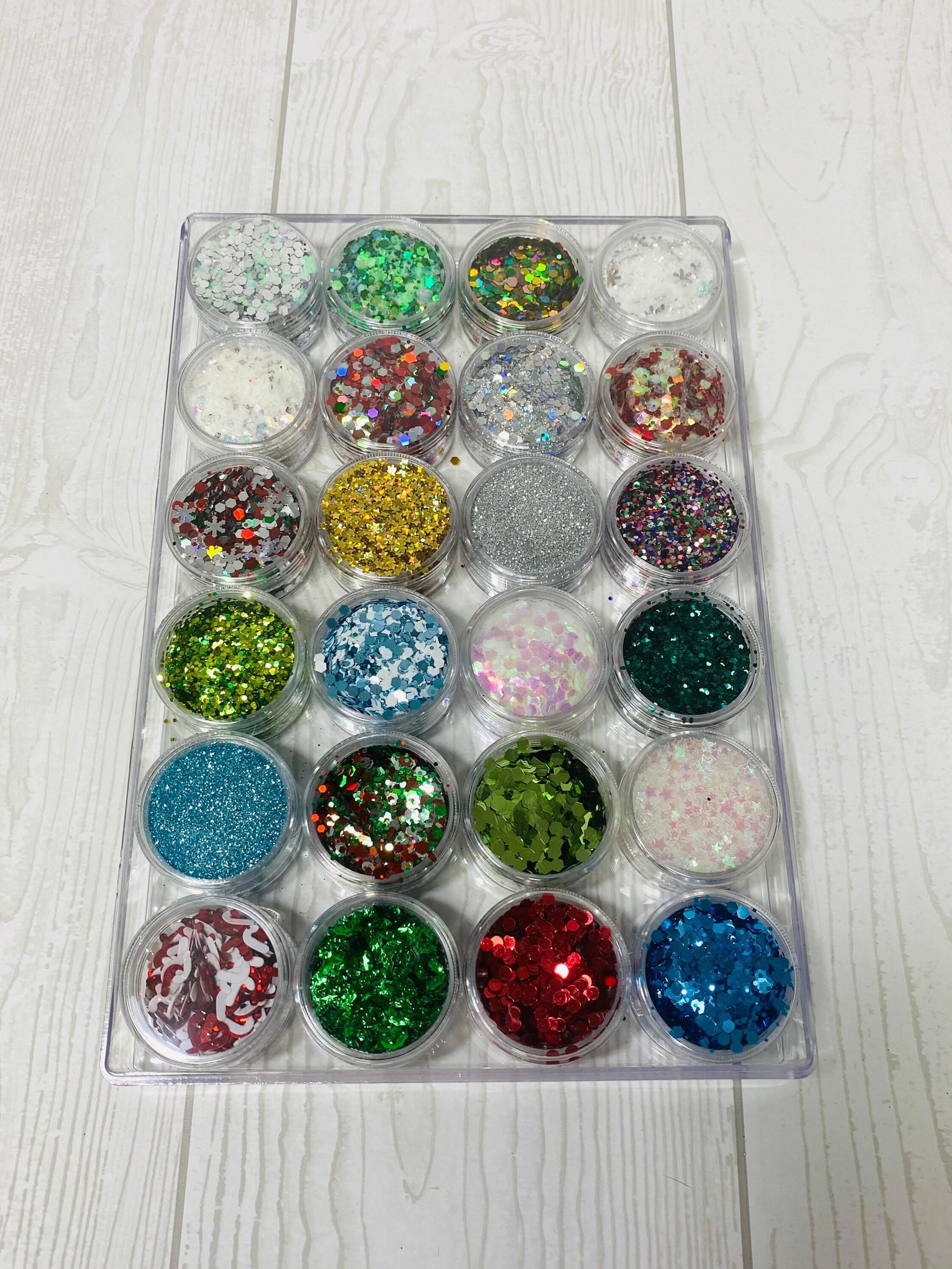 Christmas Themed Glitter Sample Set with storage container - Set of 24 ...