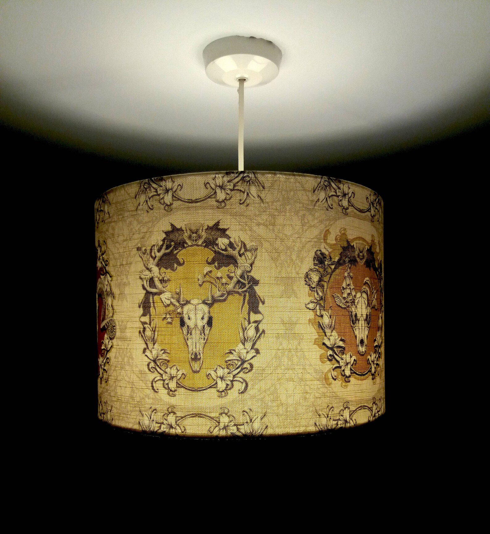 Victorian Gothic Dragon Light Shade, William Morris Style Drum Pendant ...