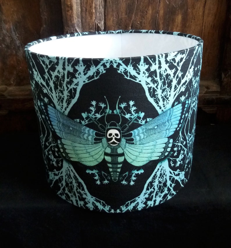 Moth Gothic Lampshade, Turquoise Deaths Head Design, Witchy Home Decor ...