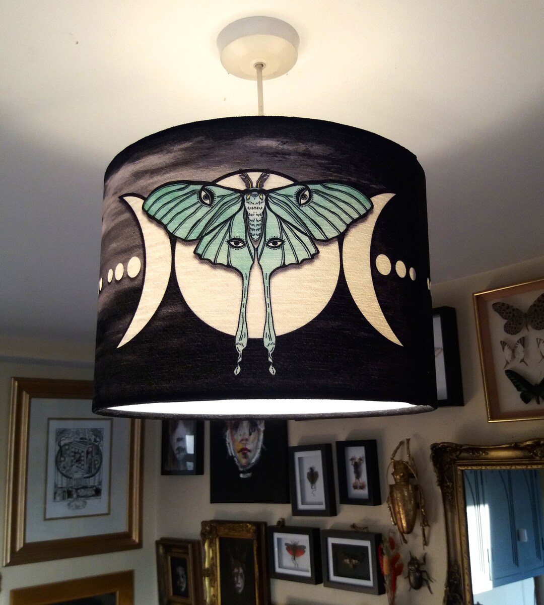 Dark Luna Moth Witchy Light Shade, Alternative Home Decor Lampshade ...
