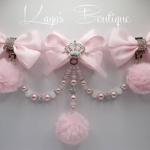 Big Bows Romany Triple Clip Hanging Pram Charm Shamballa Crystal Pearl ...