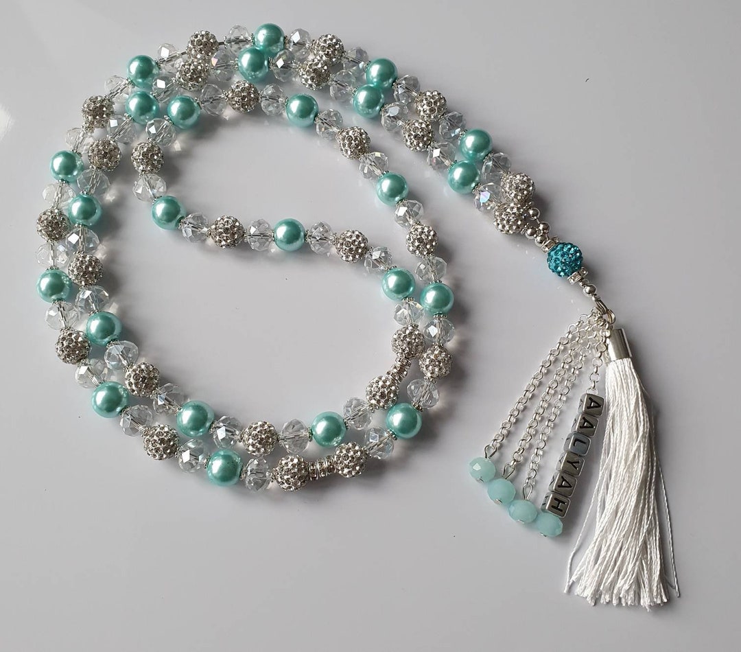 Luxury 100 Bead Tasbeeh Tasbih Premium Shamballa Crystal Pearl ...