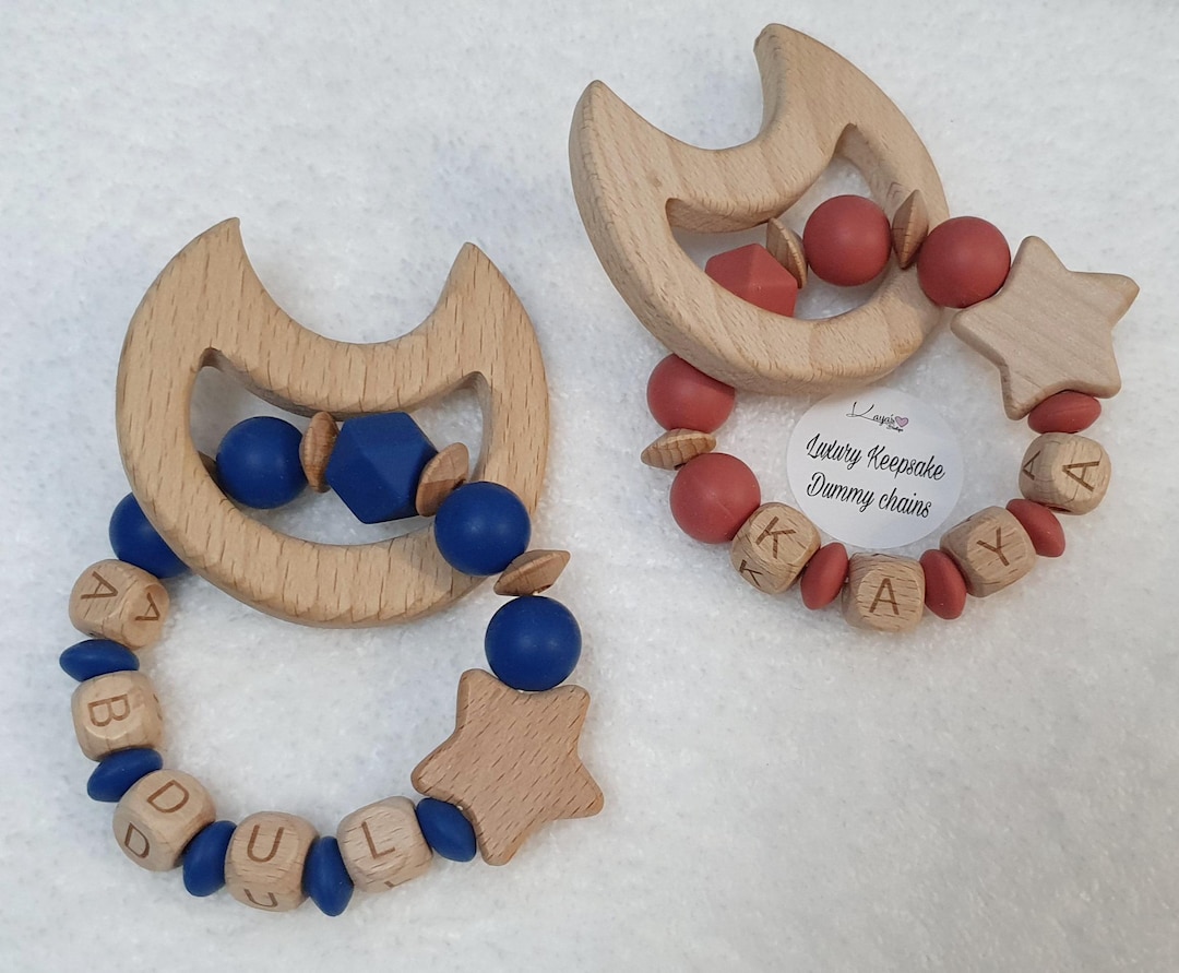 Natural Wood & Silicone Handmade Baby Rattle Toy Accessory, Sensory ...