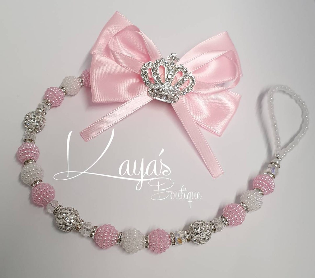 Diamante Crown Reborn Dummy Clip: Pink Shamballa Beaded Keepsake - Etsy