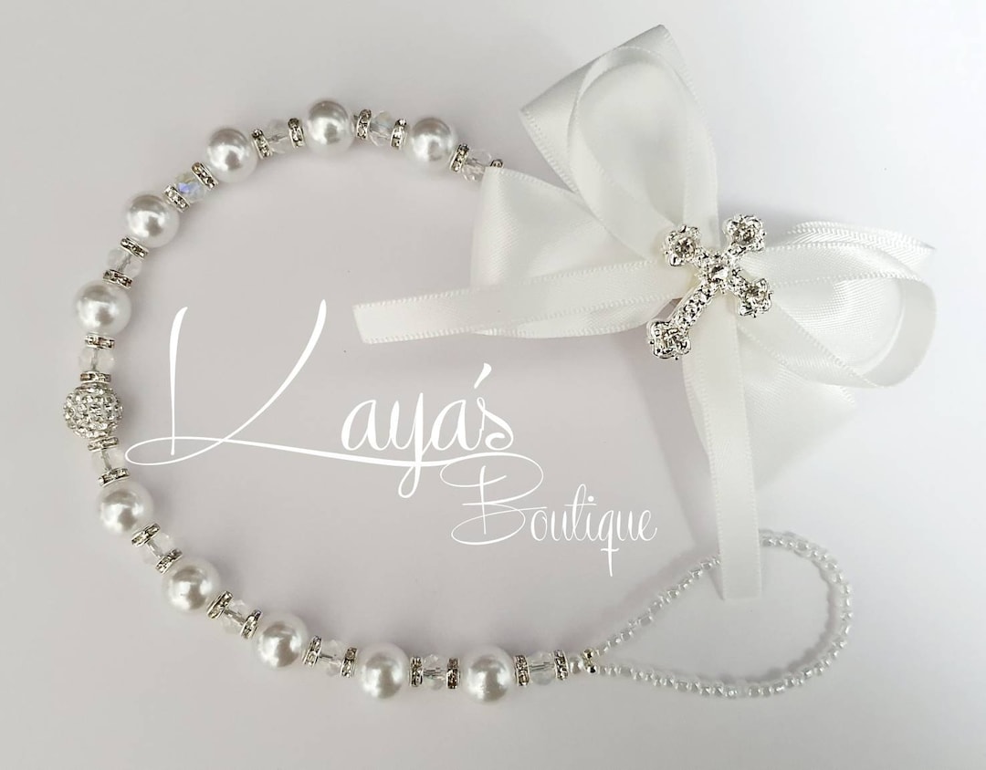 Reborn Dummy Chain: Rhinestone Cross, Pearl Bow, Keepsake Gift - Etsy
