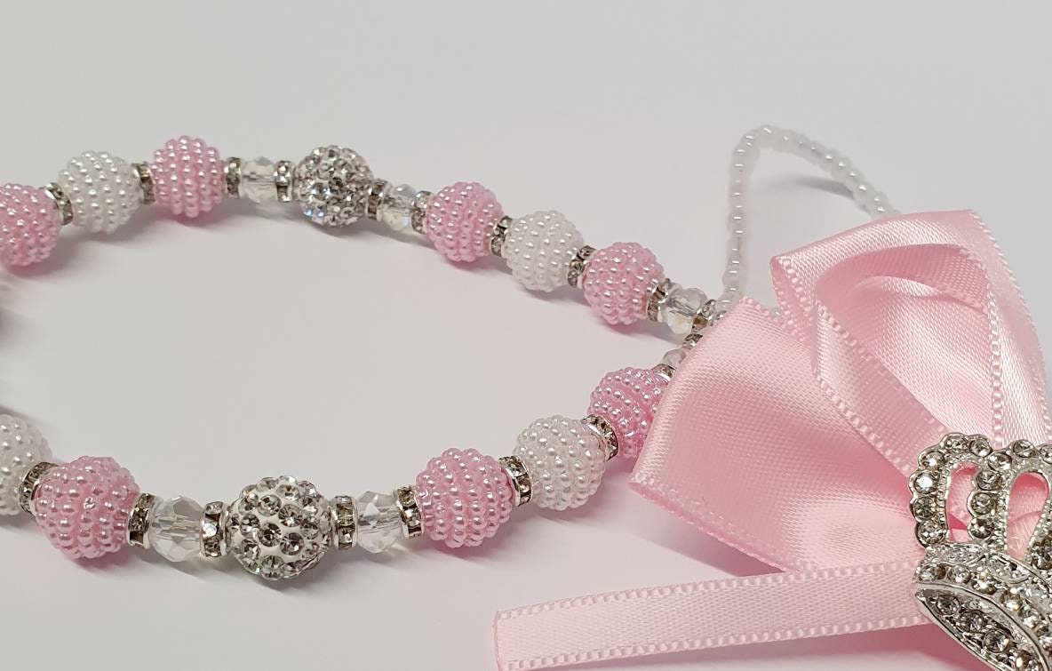 Diamante Crown Reborn Dummy Clip: Pink Shamballa Beaded Keepsake - Etsy