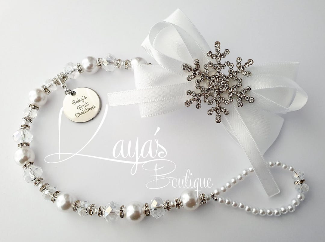 Keepsake Dummy Clip: Diamante Snowflake, Baby's First Christmas Charm ...