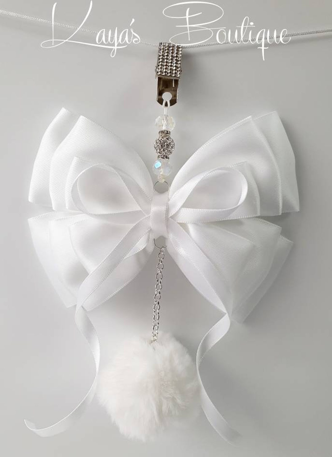 Simple Big Bow Romany Hanging Pram/bag Charm New Baby Shower Gift ...