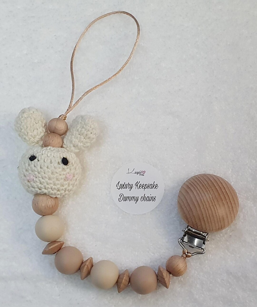 Keepsake Crochet Knit Bunny Dummy Clip, Beech Wood & Silicone REBORN - Etsy