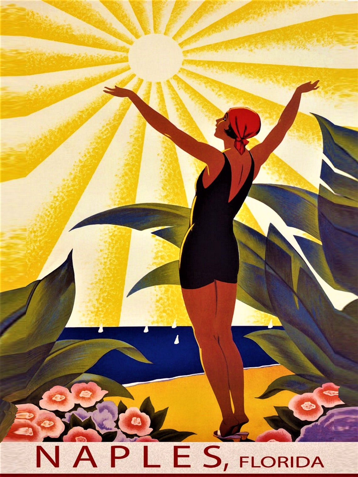 Naples Florida Vintage Travel Poster print Fine Art, Phil Gennuso Arts ...