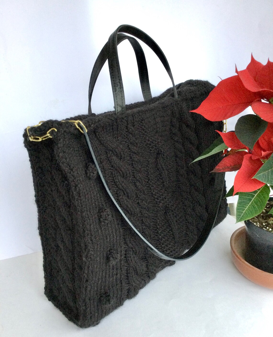 Large Knitting Wool Bag in Aran Style Handles and Shoulder - Etsy