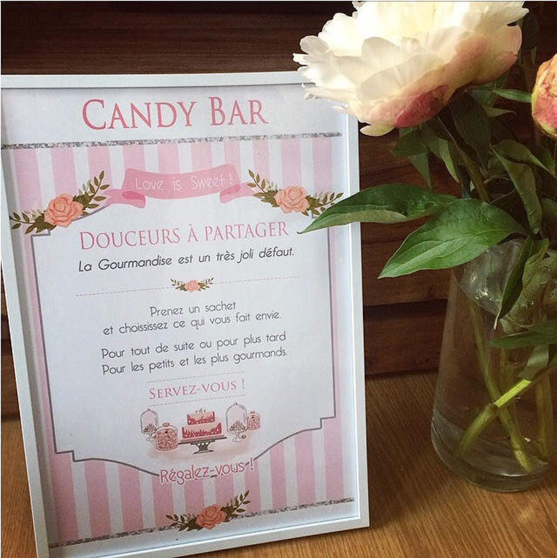 Affiche mariage, affiche candy bar mariage, affiche candy bar à ...