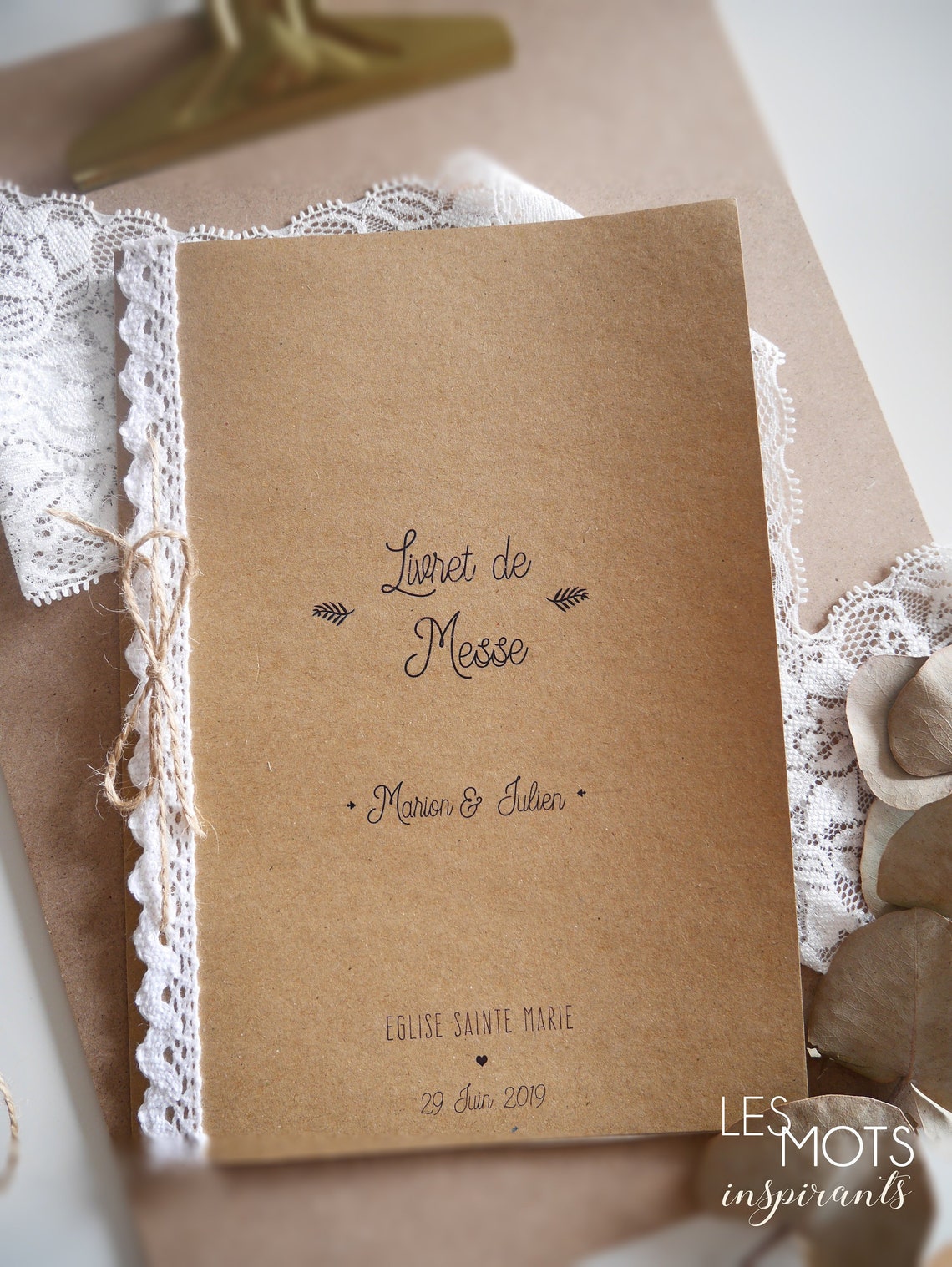 Lot de 10 Livrets de messe mariage kraft dentelle livret de - Etsy France
