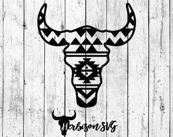 Aztec bull skull | Etsy