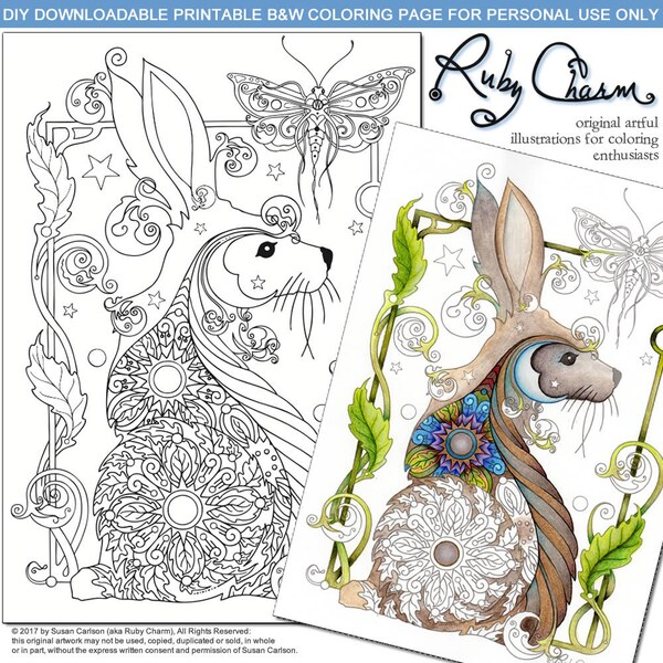Printable Bunny Coloring Page - Etsy