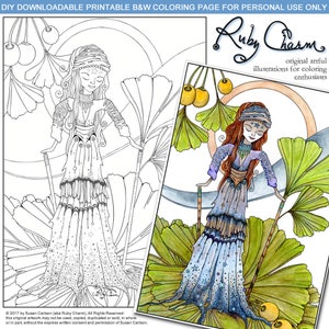 RUBY CHARM Downloadable Printable Adult Coloring Page, Artful ...