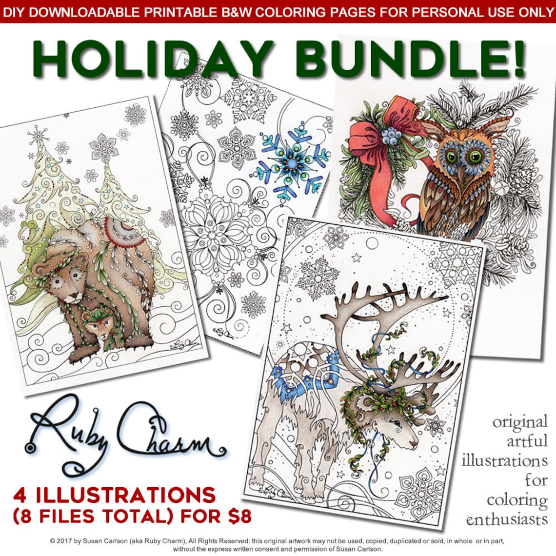 HOLIDAY BUNDLE: Download Print and Color Winter - Etsy