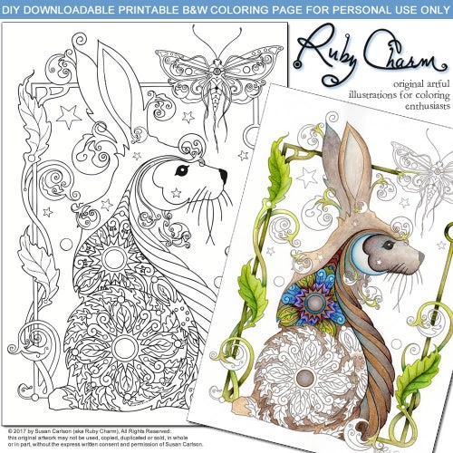 BUNNY BUNDLE: Downloadable Printable PDF Coloring Pages - Etsy