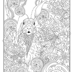 SPRING RABBIT: Downloadable, Printable PDF Coloring Page by Ruby Charm ...