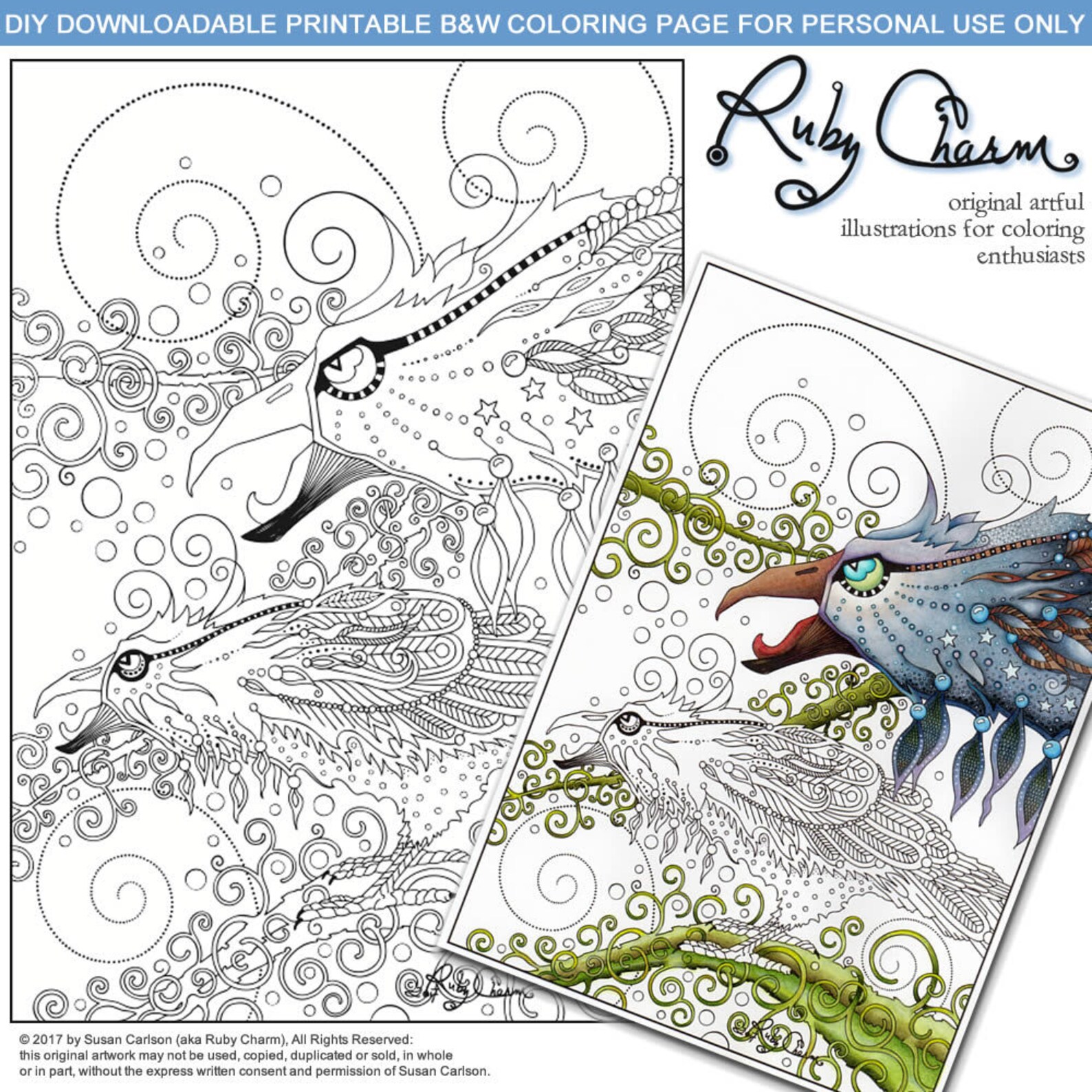 RAVENS Downloadable Printable Adult Coloring PDF Page Ruby - Etsy