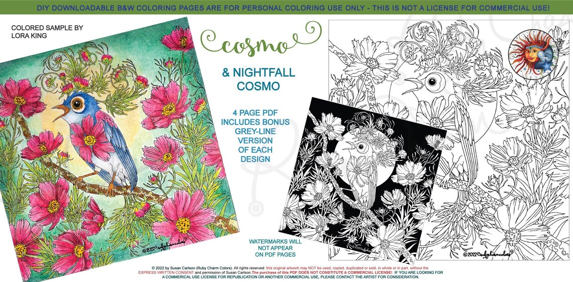 Cosmo: Downloadable 4-page PDF Coloring Set Print Color - Etsy