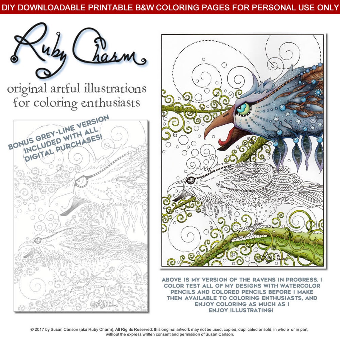 BIRDS BUNDLE: download print and color birds including a | Etsy