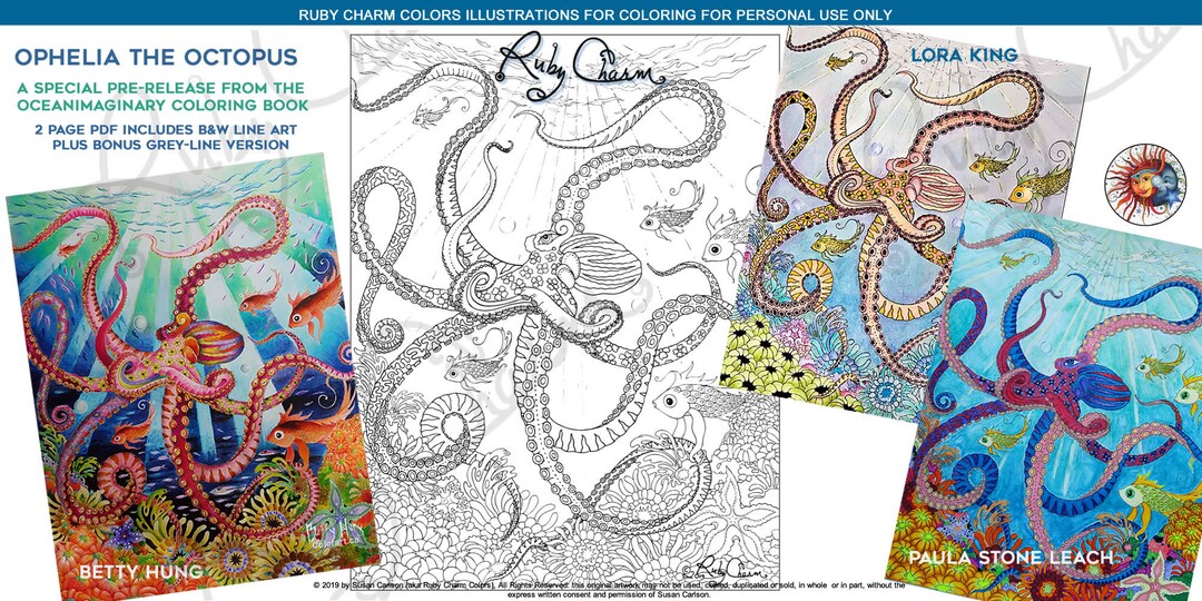 Octopus Ophelia: Downloadable Printable PDF by Ruby Charm Colors ...