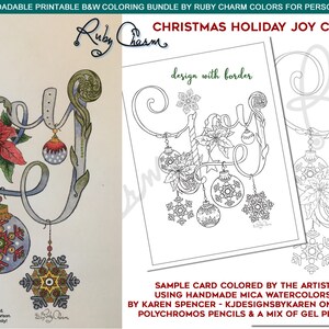 Christmas Holiday JOY Downloadable PDF: Print & Color Pages Greeting ...