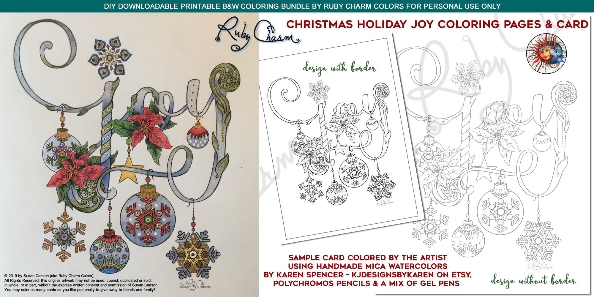 Christmas Holiday JOY Downloadable PDF: Print & Color Pages | Etsy