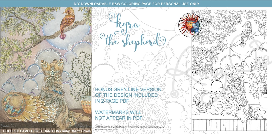Kyra the Shepherd: Downloadable Printable PDF Coloring Page by Ruby ...