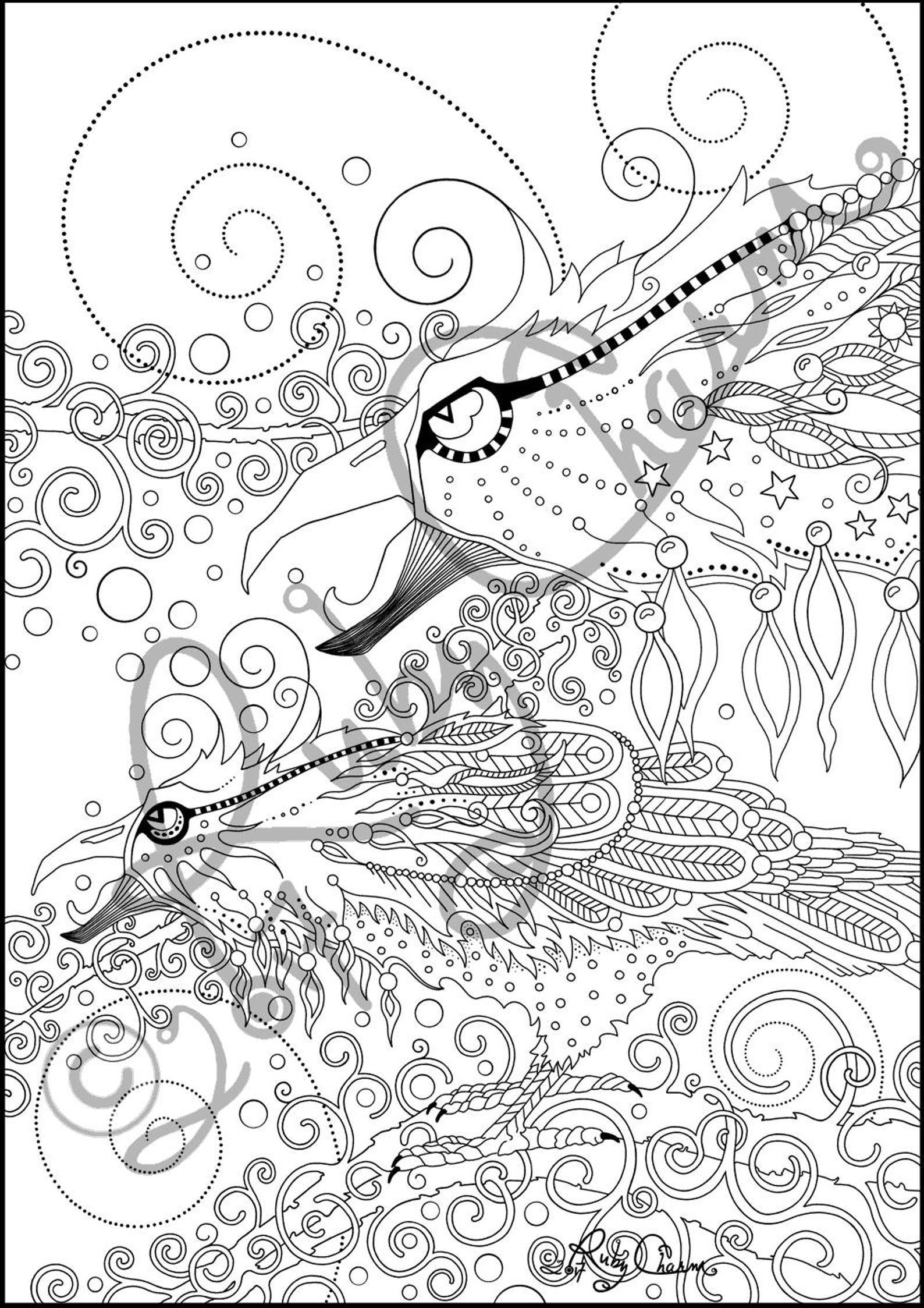RAVENS Downloadable Printable Adult Coloring PDF Page, Ruby Charm ...
