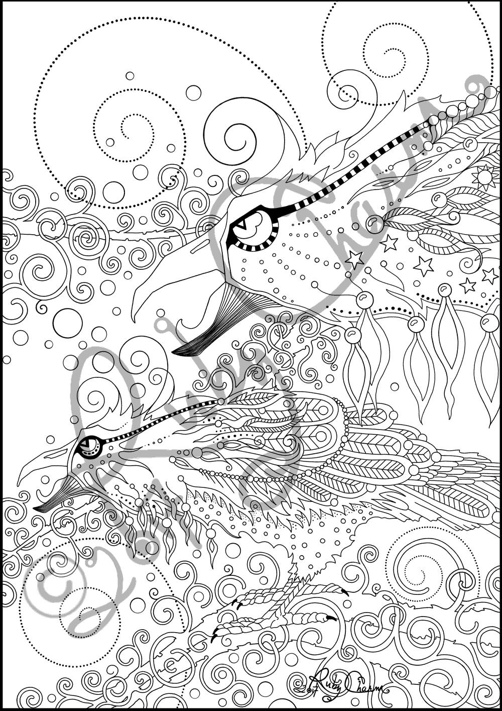 RAVENS downloadable printable Adult Coloring PDF page Ruby | Etsy