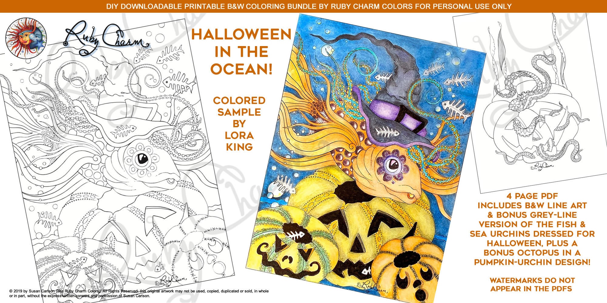 Halloween in the Ocean: Downloadable PDF by Ruby Charm Colors | Etsy