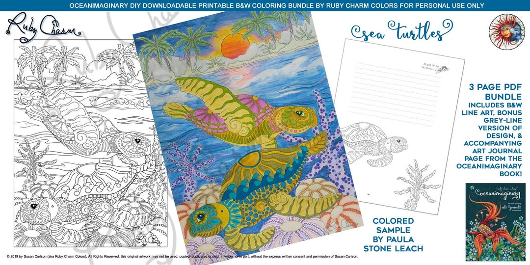 Oceanimaginary Sea Turtles: Downloadable PDF BUNDLE by Ruby Charm ...