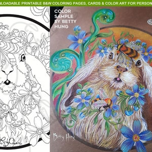 BUNNY BUNDLE: Downloadable, Printable PDF Coloring Pages, Greeting ...