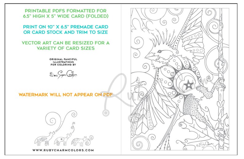 DIY Printable Greeting Cards for Coloring Download Set of 6 - Etsy